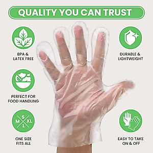 Keppi 1200pcs Plastic Gloves | BPA & Latex Free | Perfect Food Handling Gloves | Food Safe Disposable Gloves for Cooking | Bulk Food Safe Gloves | One Size Great Fit