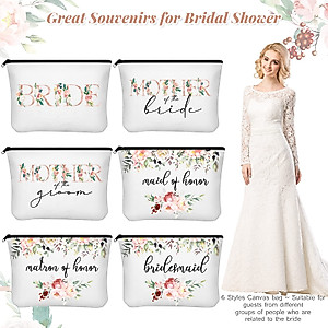 10 Pieces Bridesmaid Makeup Bag Wedding Canvas Bag Bride Bridesmaid Bags Print Bridesmaid Gift Bag Canvas Makeup Bags Wedding Party Cosmetic Bag Bridal Shower Gift Bags for Women Bridal Party(Floral)