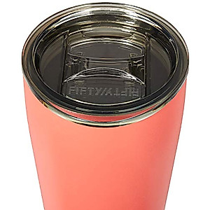 FIFTY/FIFTY Double Wall Vacuum Insulated Travel Tumbler, 20oz/591ml, Coral