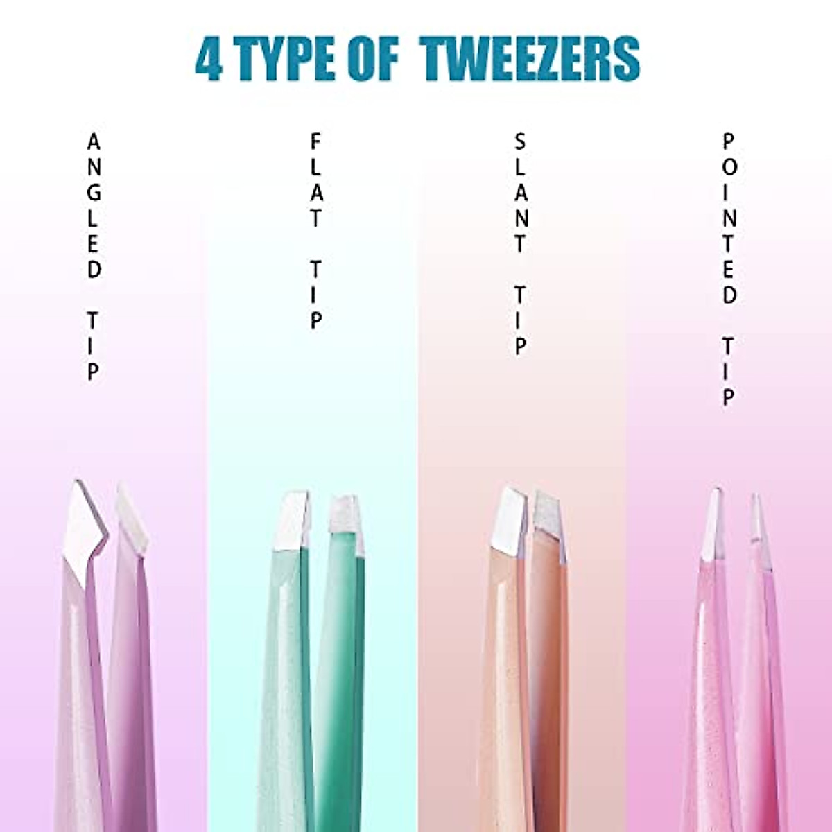 Tweezers for Women 6PCS, Professional Tweezers for Eyebrow, Precision Eyebrow Tweezers Set for Eyelash/Ingrown Hairs/Splinter/Facial Hair Removal, Stainless Steel Women Tweezers by MAYKI