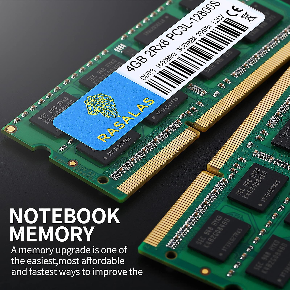 8GB (2X 4GB) PC3L-12800S DDR3L 1600MHz 4GB RAM DDR3L PC3L-12800S 1600MHZ SODIMM 2Rx8 1.35V 204Pin CL11 Rasalas Memory kit for Laptop/Notebook/AIO Computer Upgrade