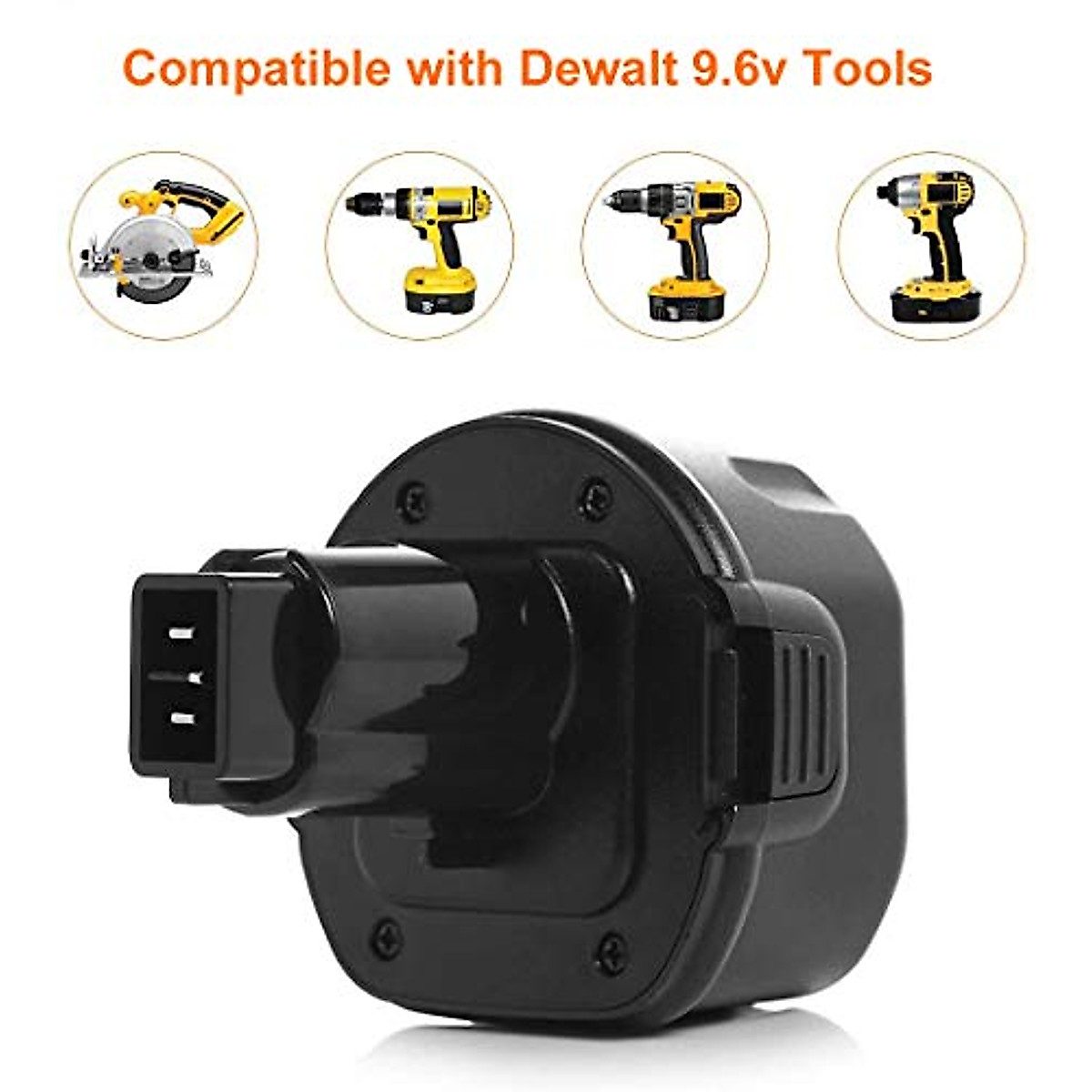 FirstPower for Dewalt 9.6V Battery Pack DW9062, Upgrade 3700mAh Battery Replacement for DEWALT 9.6V Battery NiCd, DW9061 DW9062 DE9036 DE9062 DW9614