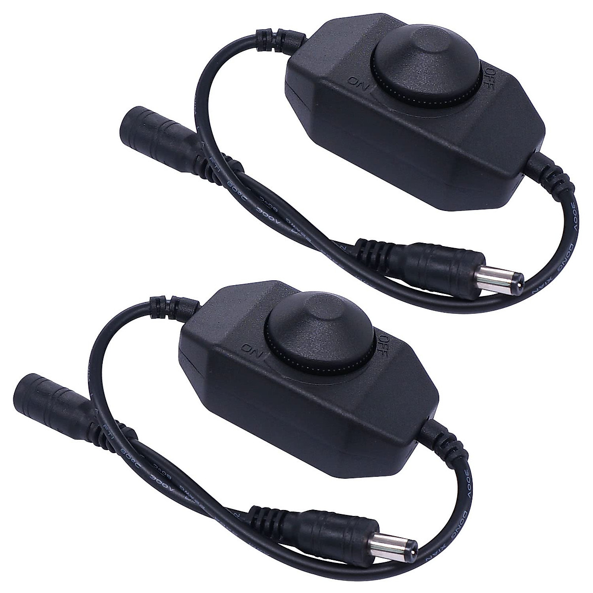 weideer 2Pcs DC12V-24V LED Strip Lights Dimmer Switch PWM Rotary Dimmer Controller Inline Dimmer Switch for LED String Lights Christmas Lights Black K-018-BK