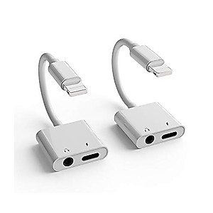 Apple MFi Certified]Headphones Adapter Charger Aux Dual Splitter for iPhone 7/8Plus/X/Xr/Xs/SE/11/12/Pro/Max/ipad Earphone Audio Jack Lightning to 3.5mm Dongle Charging Converter Accessories Connector