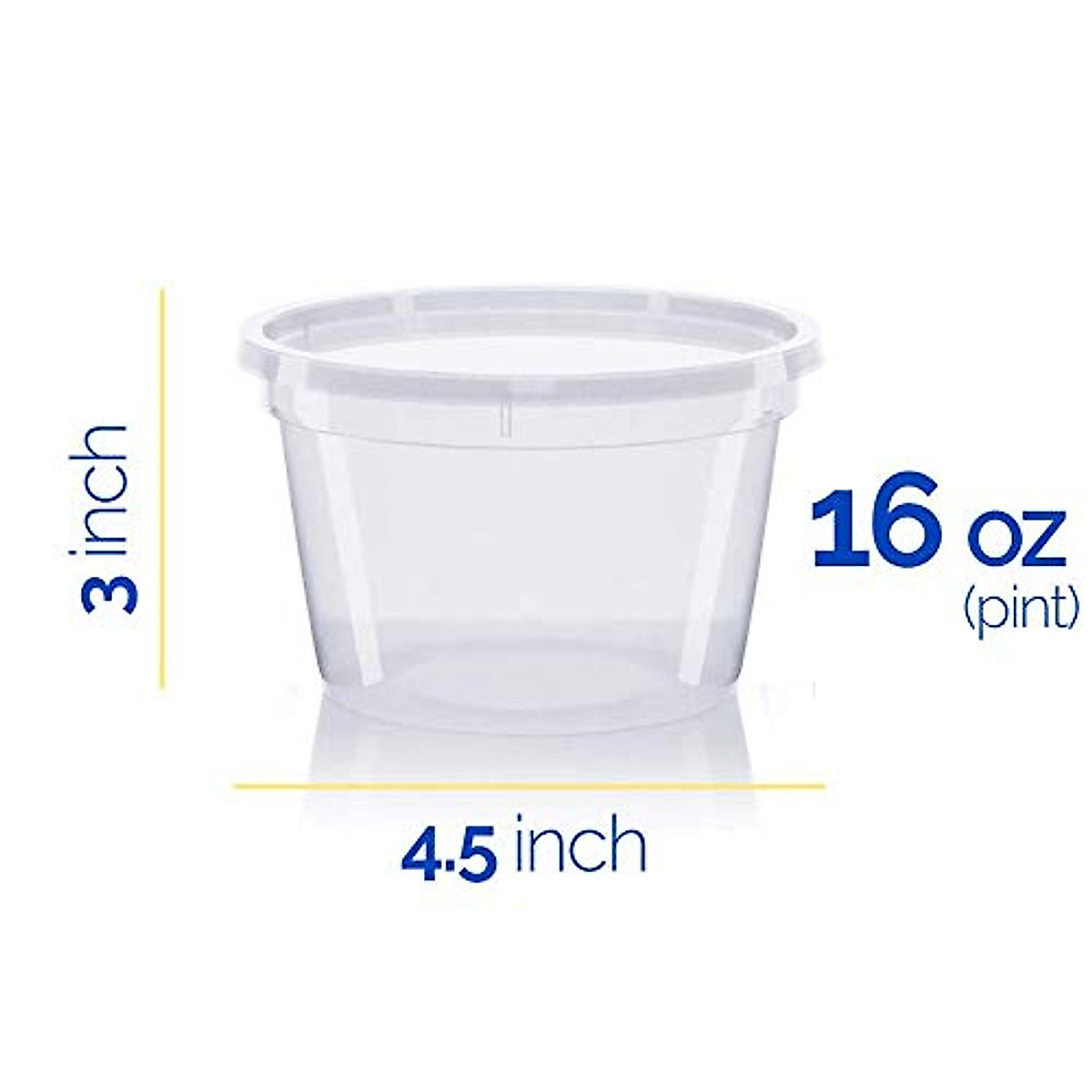Healthy Packers Plastic Food Storage Containers with Lids (16 oz, 40 pack) - BPA Free Deli Cups/Great for Leftovers, Supplies, Meal Prep and Portion Control - Leakproof Takeout Containers