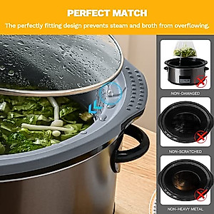 Vangerute (2-PACK) 8QT Silicone Slow Cooker Liner for Oval Crock pot Liners,Leakproof Reusable Slow Cooker Divider Insert,Easy Clean Seamless Slow Cooker Bags fit 8QT Crockpot BPA Free Dishwasher Safe