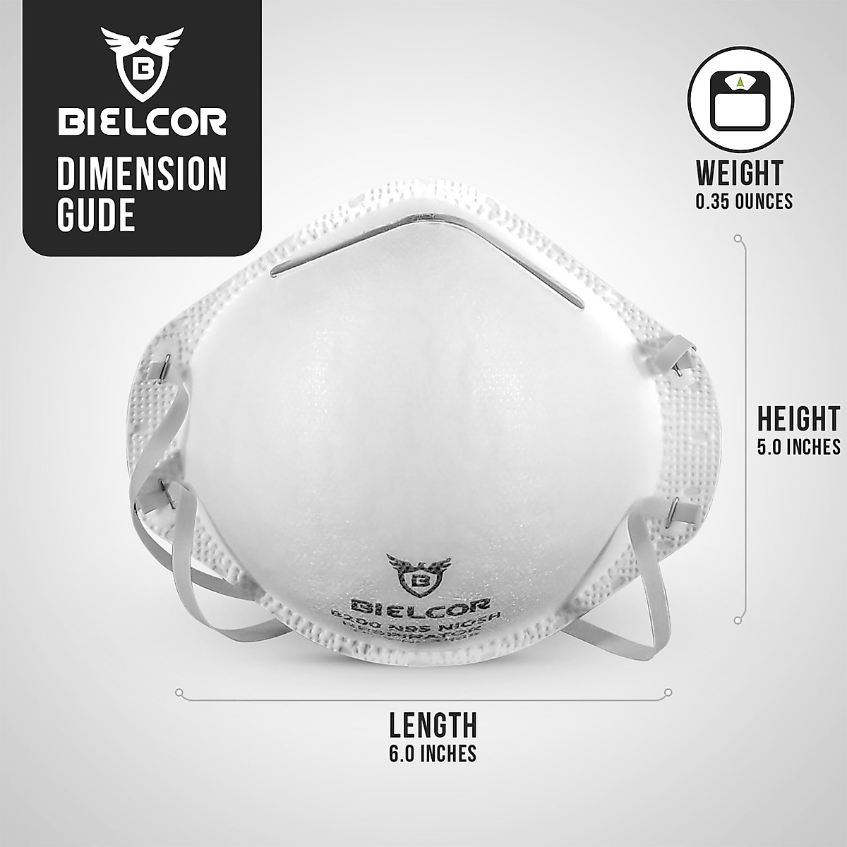 BIELCOR B200 N95 Particulate Respirator, 95% Filtration Breathing Face Masks Disposable (20 Pack), CDC | NIOSH Certified