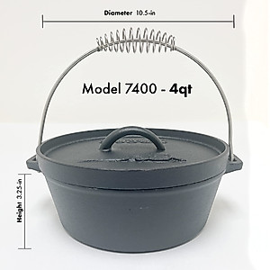 Bayou Classic 7400 4-Quart Cast Iron Dutch Oven