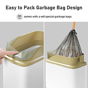 MOPALL Bathroom Trash Can Automatic Touchless,Small Motion Sensor Trash Can with Lid,4 Gallon White-Gold Narrow Smart Garbage Can,Boho Decorative Wastebasket for Bedroom,Home Office,Bathroom