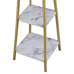 ROSEN GARDEN Floor Lamp, Standing Reading Light with Shelves and Gold Shade, Modern Tall Pole Lamp, Accent Furniture Décor Lighting for Living Room, Bedrooms