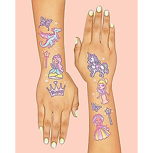 xo, Fetti Princess Temporary Tattoos for Kids - 40 Glitter styles | Unicorn Birthday Party Supplies, Butterfly Favors + Magical Decorations
