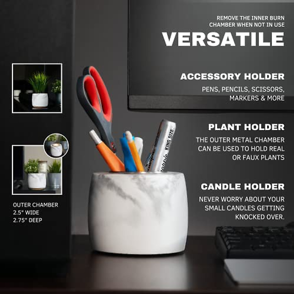 Project52 White Marble Tabletop Fire Pit Bowl - Indoor Outdoor Fire Pit Table Top - Indoor Fire Pit Bowl - Indoor S'Mores Maker - Mini Fire Pit for Table - Mini Smores Fire Pit