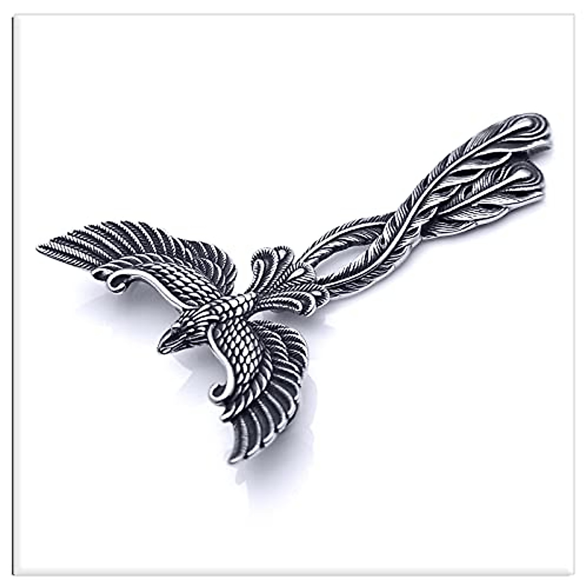 Xusamss Punk Titanium Steel Huge Phoenix Pendant Animal Necklace