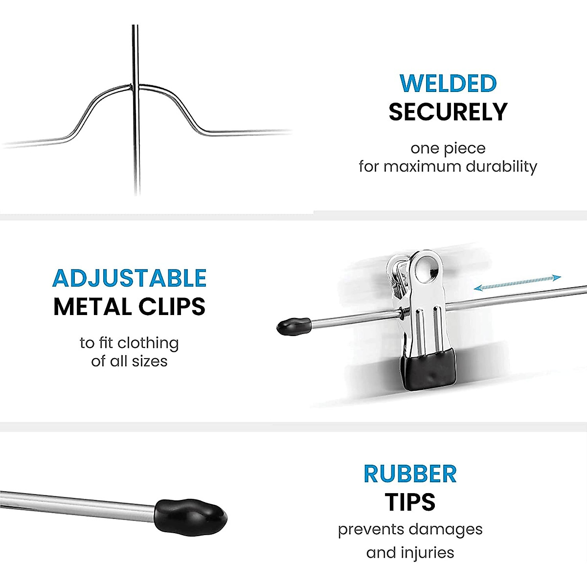 Zober Space Saving 4 Tier Skirt Hanger with Adjustable Clips (3 Pack) 4-on-1 Hanger, GAIN 50% More Space, Reliable Non Slip Grip, Durable Metal Pants Hanger Great for Slack, Trouser, Jeans, Towels Etc