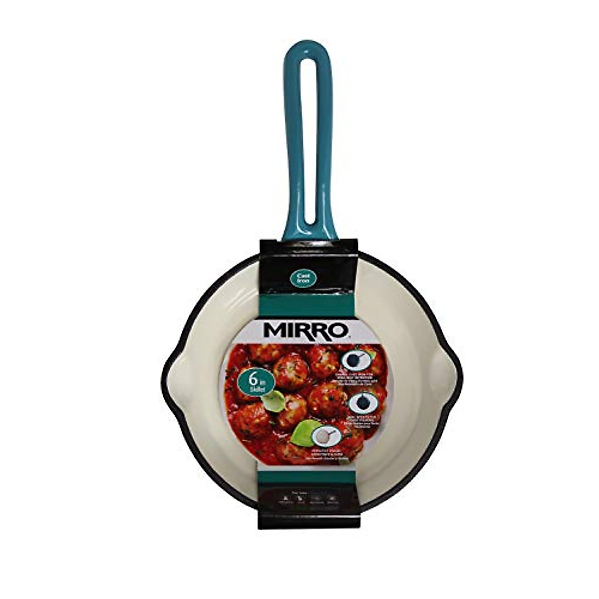 Mirro MIR-19060 6" Mini Cast Iron Skillet, Teal, Ready to Use