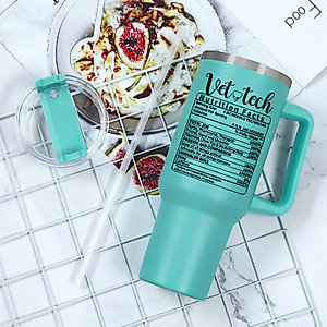 Muwnrol Vet Tech Gift Tumbler, Vet Tech Week Gift for Veterinarian, Veterinary Gift Vet Tech Nurtrition Fact 40 Oz Tumbler with Handle