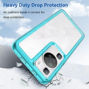 DFTCVBN Phone Case for Huawei P60 Case, P60 Pro MNA-LX9 LNA-LX9 Case with HD Screen Protector, Soft Bumper with Clear Crystal PC Hard Back Shockproof Cover Cases for Huawei P60 Pro Clear Blue