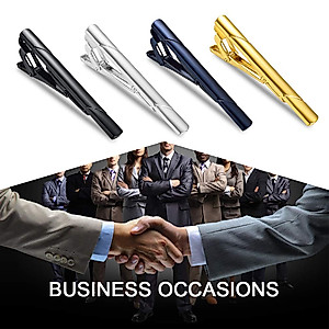Roctee 7 Pack Tie Clip Set Mens Tie Bar | Formal Business Necktie Bar Pinch Tie Clip in Gold/Silvery/Black/Navy | Best Gifts for Father, Lover, Friends and Husband