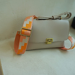 BOMANO Orange Purse Strap Crossbody Replacement for Handbag Adorned Fashion Guitar Shoulder Bag Straps for Women Matte Gold 57inch Long Extender (Flora Orange)