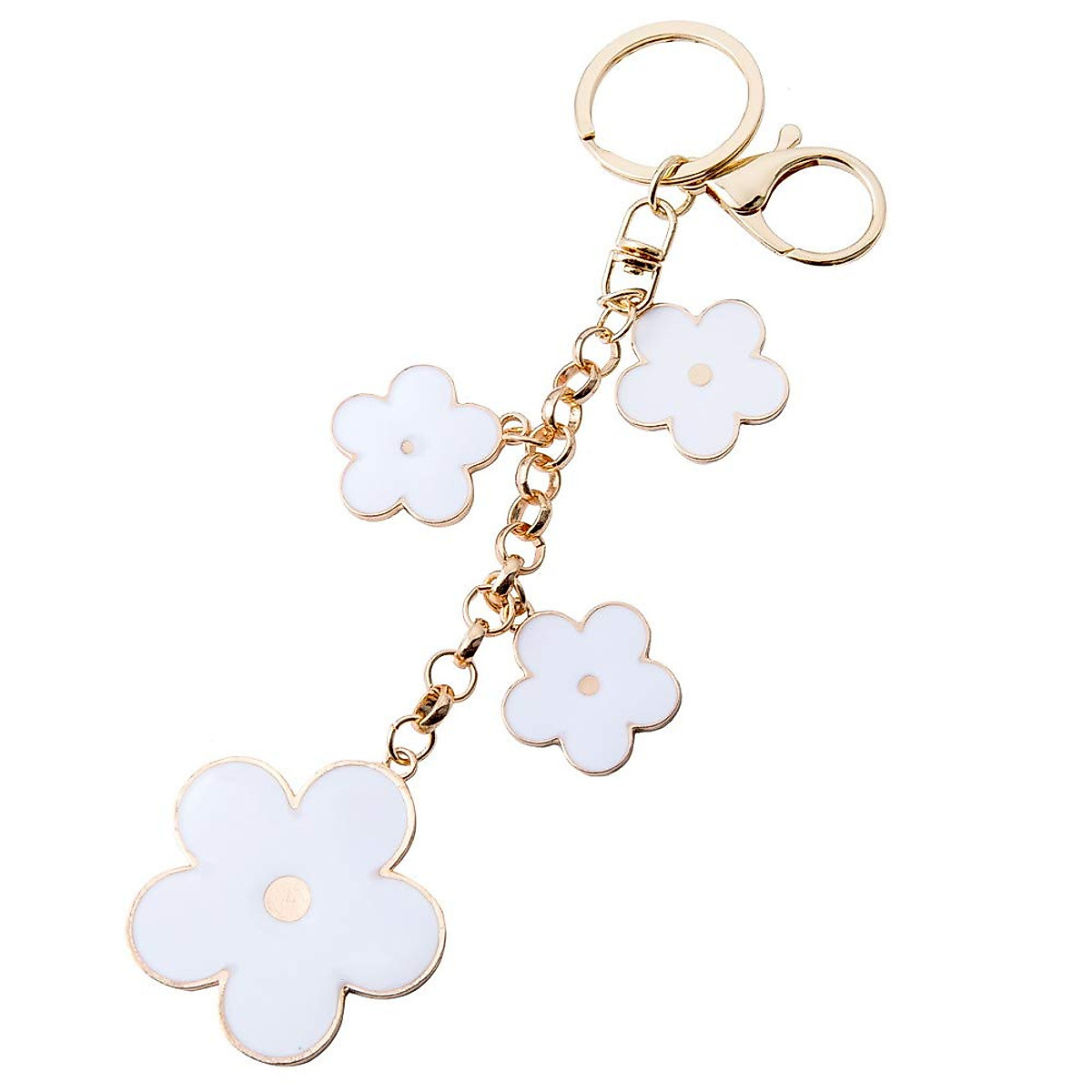 Giftale Women's Flower Bag Charms White Enameled Keychain Purse Accessories,#526-1D