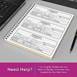 Custom 8.5" x 7" (3 Per Page) Carbonless NCR Books in 2-Part Duplicate Invoices, Receipts, Work Orders, Sales Orders, Purchase Orders, Estimates, Quote Forms with Your Company/Business Name (300 Sets)