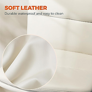 FitStand Criss Cross Chair with Wheels, Cross Legged Office Chair, Armless Wide Vanity Chair with Back, Desk Chair Comfy Wide Seat, Leather Swivel Accent Chair for Home Office HC1 (White)