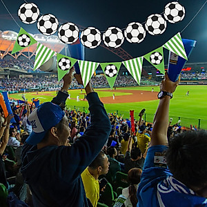 Zonon 4 Pieces Soccer Banner Decoration Party Soccer Birthday Garland for Sports Kids Party Supplies (Soccer Style)