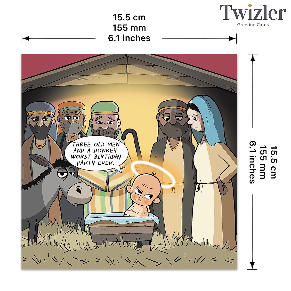 Twizler Merry Christmas Card with Worst Birthday Party - Happy Christmas Card - Xmas Card – Funny Christmas Card -Womens Christmas Card -Mens Christmas Card -Female Christmas Card -Male Christmas Card