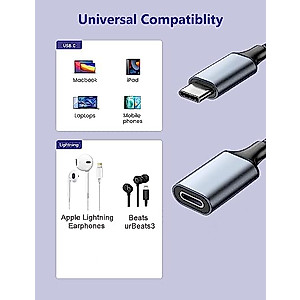 USB C to Lightning Audio Adapter Cable USB Type C Male to Lightning HiFi Audio Female Headphones Converter Fit with iPad Pro, iPad Air, MacBook, Galaxy S23 S22, Pixel 7 6 Pro (Not Support Charging)