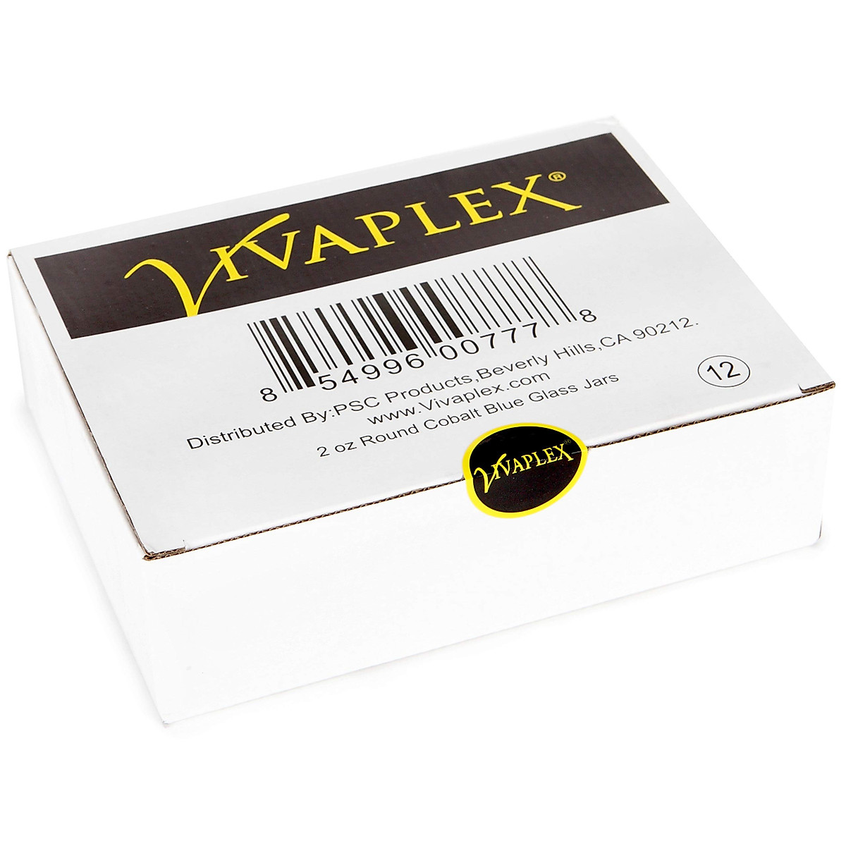 Vivaplex, 12, Cobalt Blue, 2 oz, Round Glass Jars, with Inner Liners and black Lids