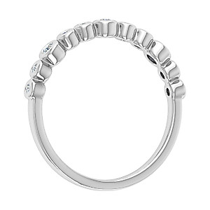 1/5 Carat Bezel Set Diamond Wedding Band Ring in 10K White Gold (Ring Size 10) (I1-I2 Clarity)