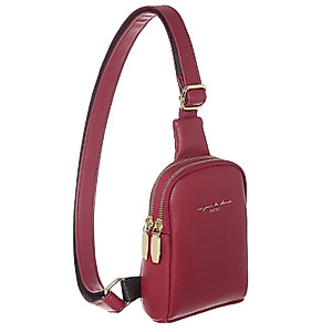 AOCINA INICAT Small Sling Bag Crossbody Vegan Leather Fanny Packs for Women Fashionable Chest Bag for Travel(0-Red)