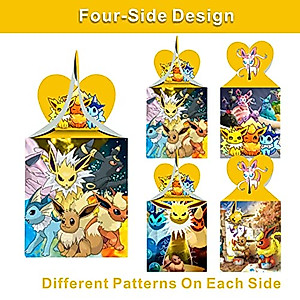 12pcs Eevee Evolutions Party Gift Boxes Goodie Boxes for Cartoon Theme Birthday Party Supplies, Decorations Boxes Candy Boxes