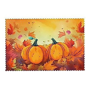 Autumn Fall Sunflowers Pumpkins Butterfly Maple Leaf Thanksgiving Autumn Placemats Set of 6 Washable Non-Slip Wrinkle-Resistance Table Place Mats 12 X 18 Inch for Kitchen Dining Table Decoration