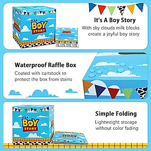 Heboland Cartoon Toy Baby Shower Decorations Diaper Raffle Box with 50 Tickets Cards,It's A Boy Story Baby Shower Theme Game