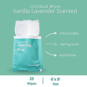 Vanilla Lavender Scent 180 Dog Poop Bags Rolls (12 rolls) & 25 Individual Pet Wipes - 2 in 1 Calming Cleaning Kit for Pet Owners, Cat Litter, Dog Leash, Pet Supplies, Puppy Pads.