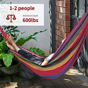 Sutekus Single or Double Hammock Outdoor Camping Hammock Two Person Portable Hammock with Rope and Carrying Pouch (Rainbow Stripe)
