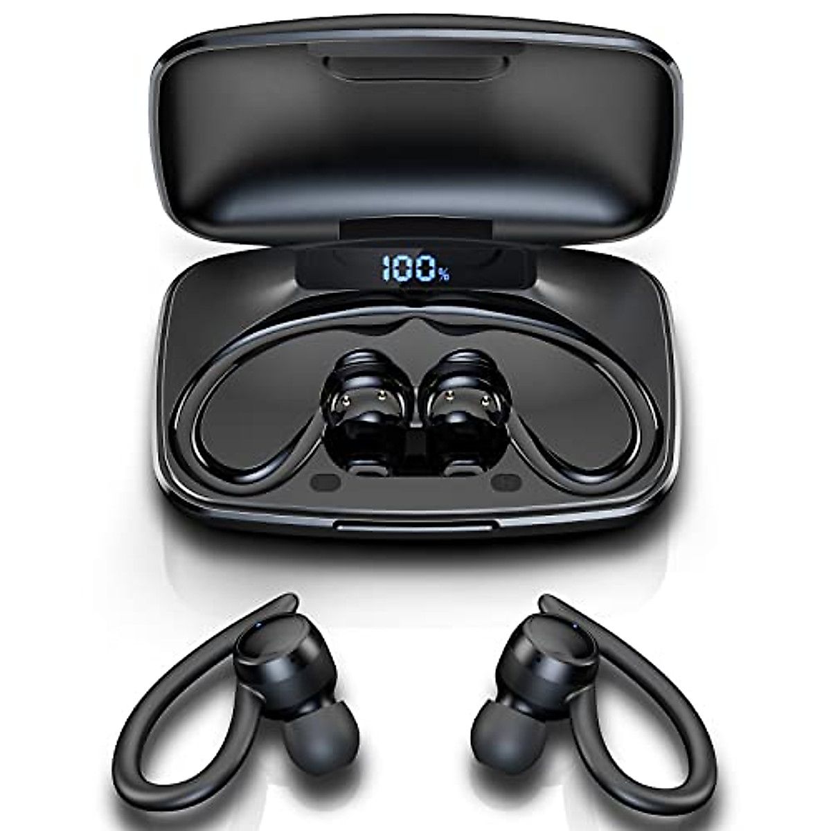 T82-Bluetooth 5.3 Wireless Earbuds-IPX7 Waterproof ENC Noise Canceling Earbuds, 120 Hours Play Time HI-FI Bluetooth Headphones, 2.0 Level Deep Bass Suitable for Sports Listen to Music (Black*1)