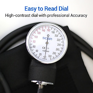 Scian Manual Blood Pressure Cuff with Stethoscope – Professional Aneroid Sphygmomanometer with Adult Cuff 8.7”-16.5”& D-Ring, Classic Bp kit with Carrying Bag (Black)