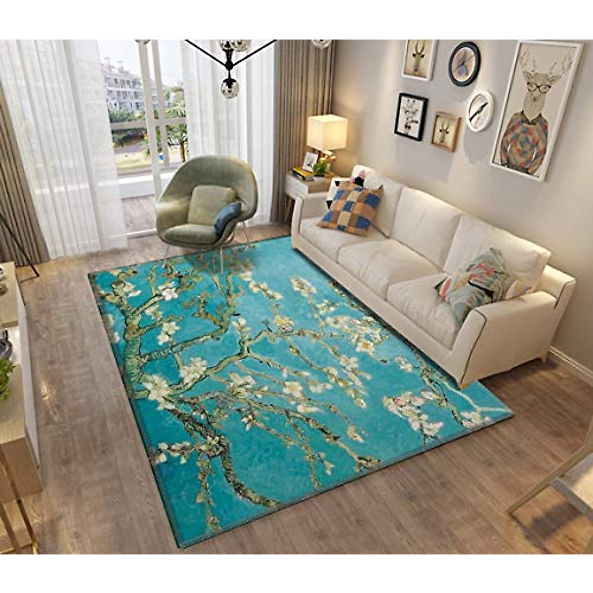Vincent Van Gogh Almond Blossoms at Area Rugs Non-Slip Floor Mat Doormats Home Runner Rug Carpet for Bedroom Indoor Outdoor Kids Play Mat Nursery Throw Rugs Yoga Mat