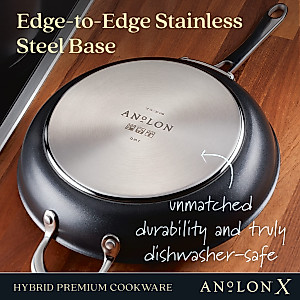 Anolon X Hybrid Nonstick Skillet Set, 12 Inch & 8.25 Inch, Dark Gray