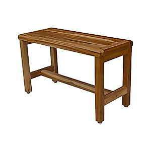 EcoDecors Earthy Teak Shower Bench Eleganto Wooden Seat Garden Bench Natural Teak Wood Patio Bench Armless Bench for Indoors and Outdoors - 30 inches Length