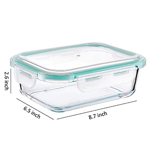 WHOLE HOUSEWARES | Glass Food Storage Containers Meal Prep Pack of 3 in Different Sizes | Food Storage Containers Glass With Lids Airtight | For Meal Prep and Fruit