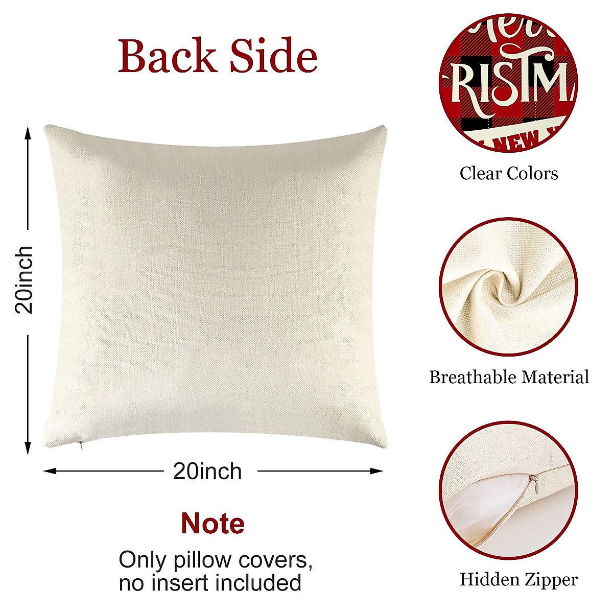 Christmas Decorations, Christmas Decor Christmas Pillow Covers 20x20 Set of 4 Red Black Buffalo Check Plaid Christmas Decorations Clearance Indoor Outdoor Xmas Throw Pillow Cases for Sofa Couch