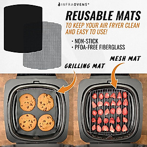 Air Fryer Rack and Reusable Liners For Ninja Foodi Grill 5-in-1 AG301 4qt, Airfryer Accessories, Replacement for Parchment Paper, Heat Resistant Mats and Stainless Steel Cooking Rack by INFRAOVENS