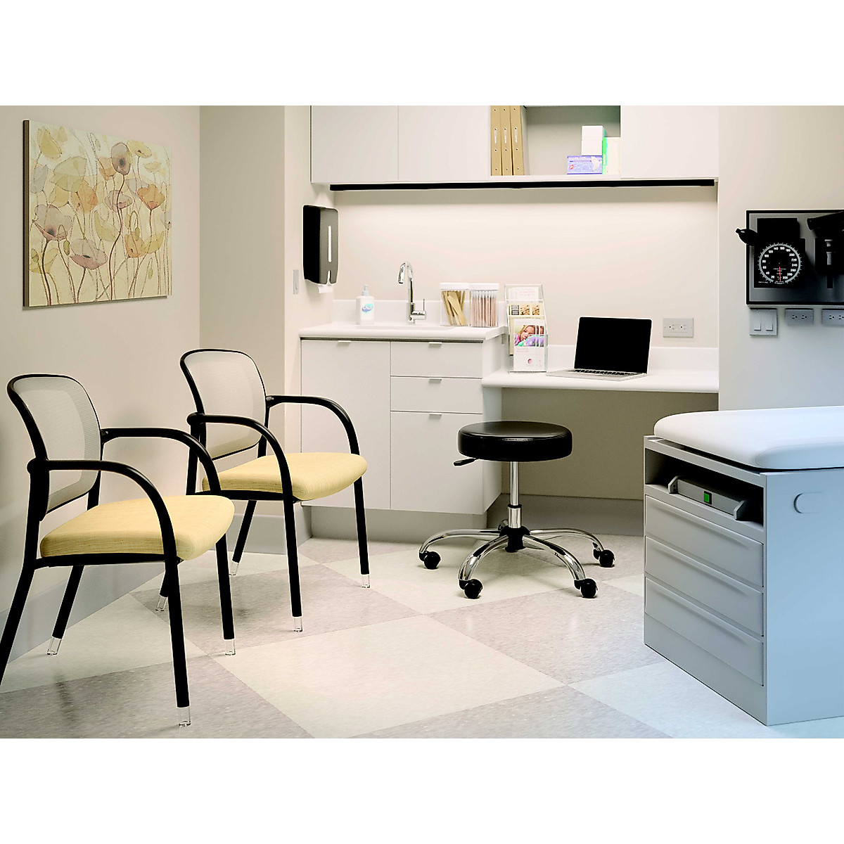 HON HONMTS01EA11 Medical Vinyl Backless Exam Stool, Black (HMTS01), Back