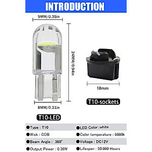 LETINGFAR 194 LED Bulb Dash Instrument Lights Bulbs with T10 194 168 Twist Lock Socket, Super Bright T10 194 Instrument Panel Gauge Cluster Dashboard LED Light Bulbs 12V (White（20+5）)