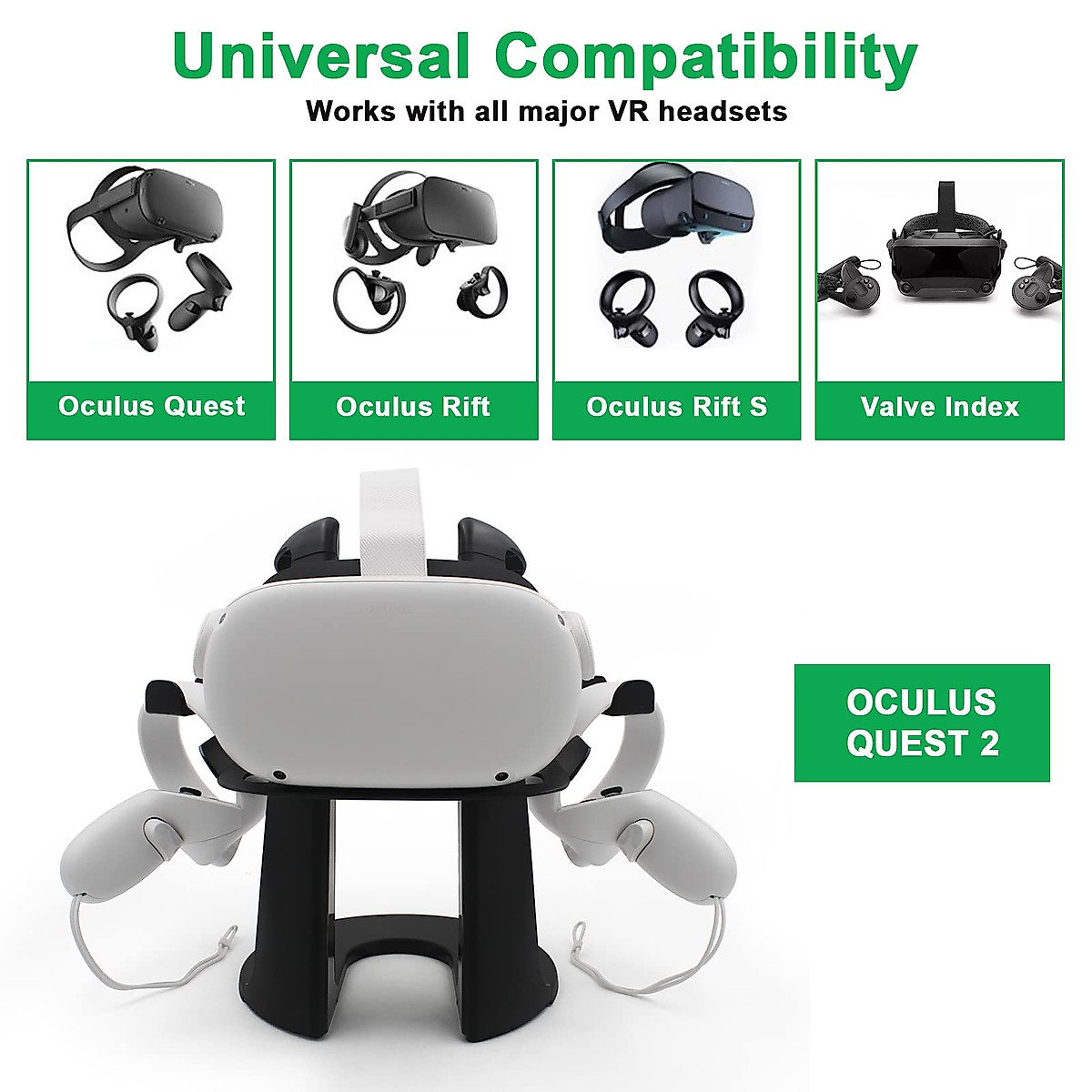 NexiGo VR Stand with Controller Holder for Oculus Quest, VR Headset Display and Controller Mount Station for Oculus Quest 1/2, Oculus Rift S, Oculus Rift, Black