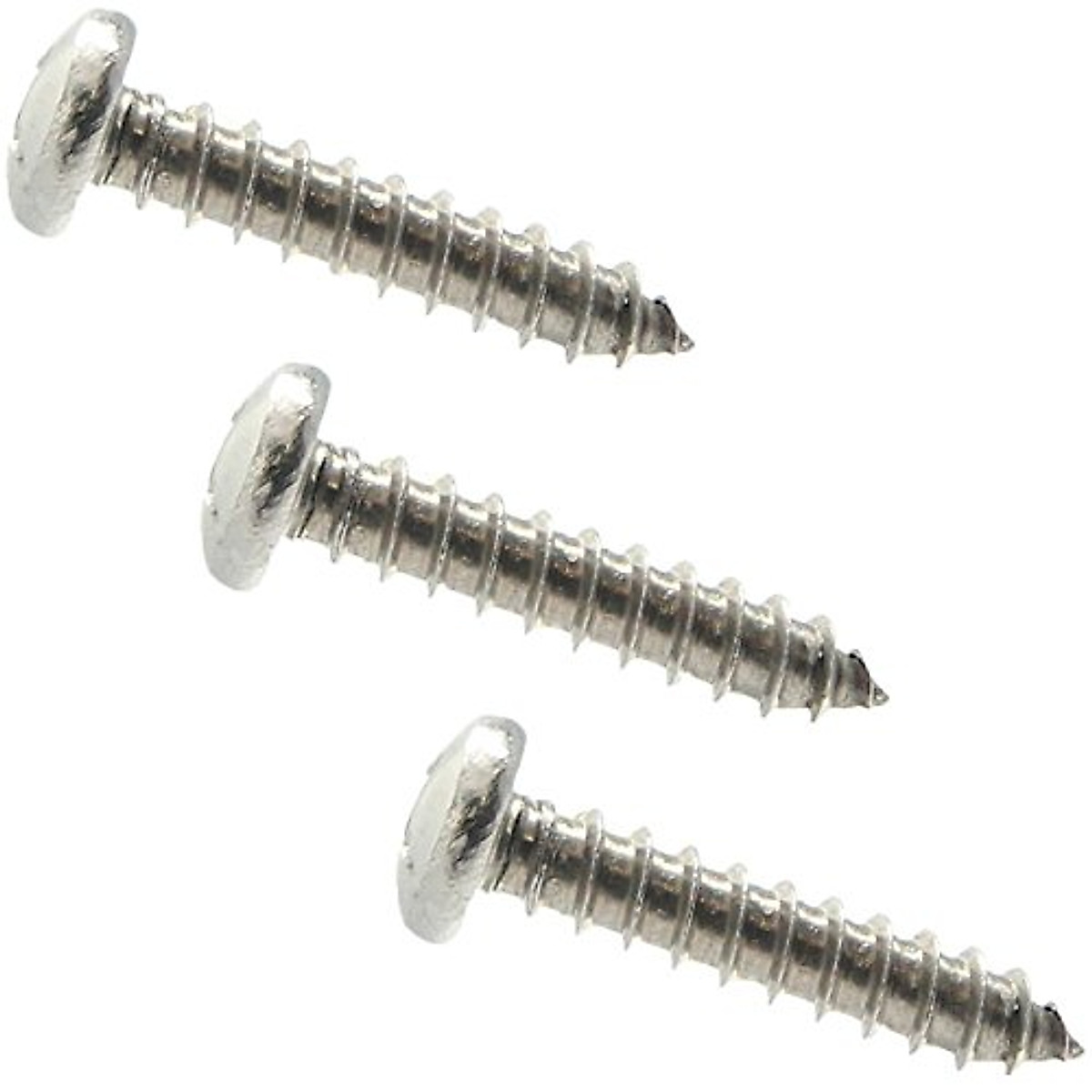 #14 x 1-1/4" Pan Head Sheet Metal Screws, Full Thread, Phillips Drive, Stainless Steel 18-8, Bright Finish, Self-Tapping, Quantity 50 Pieces by Fastenere
