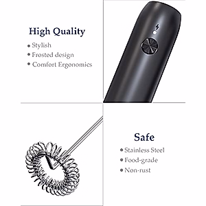 COKUNST Electric Milk Frother Handheld Rechargeable USB C, Powerful Milk Foamer Frother, Mini Drink Mixer Electric Handheld, Durable Whisk Coffee Milk Frother for Cappuccino, Latte, Hot Chocolate